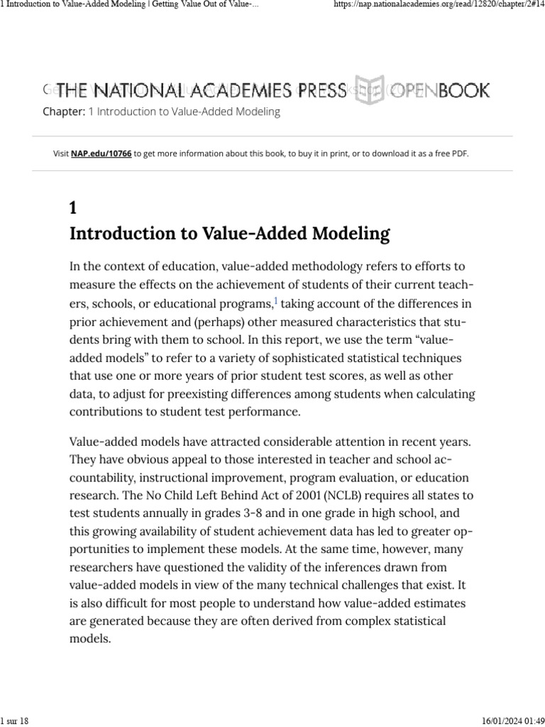 1 Introduction To Value-Added Modeling Getting Value Out of Value-Added ...