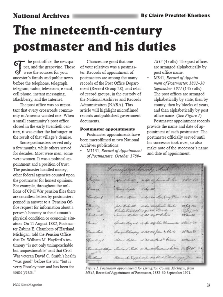 Postmaster Records in Archives | PDF | United States Postal Service | Mail