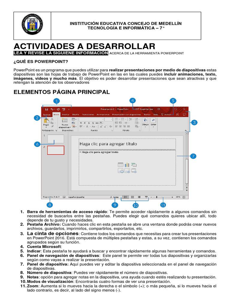 Conceptos basicos powerpoint 7° | PDF | Microsoft PowerPoint | Software