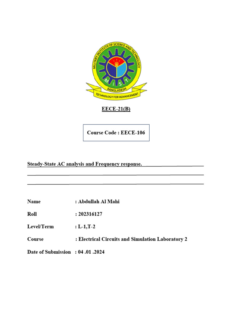 Abdullah Al Mahi | PDF | Electrical Network | Electronic Engineering