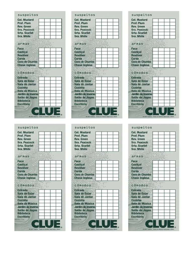Fichas Clue | PDF