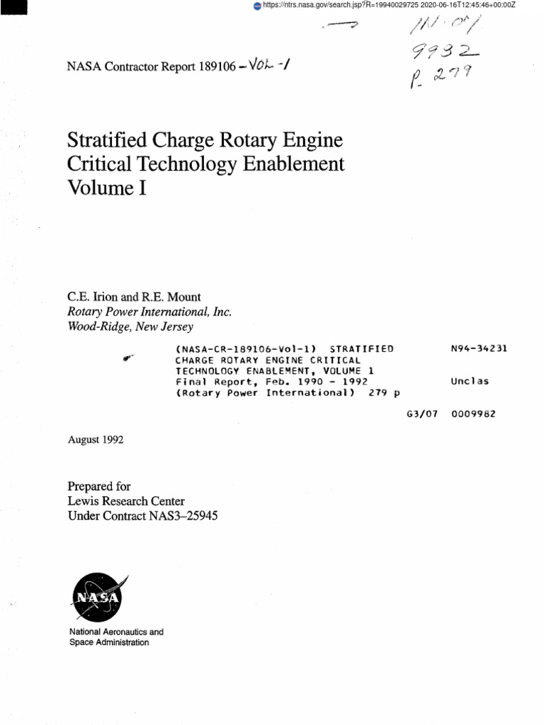 Stratified Charge Rotary Engine Critical Technology Enablement | PDF ...