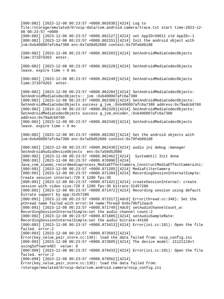 Android Camera Debug Log | PDF | Computing | Computer Engineering