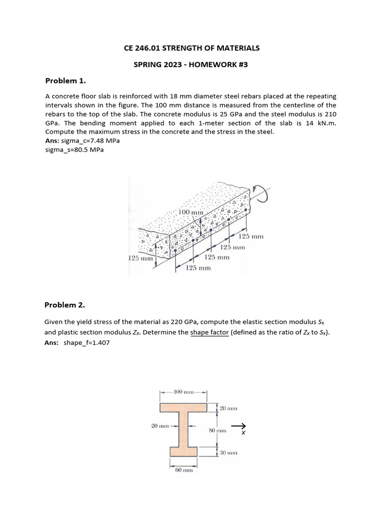 Strength of Materials Homework Solutions | PDF