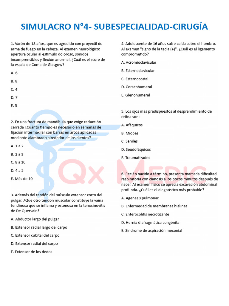 Simulacro Iv Cirugia | PDF