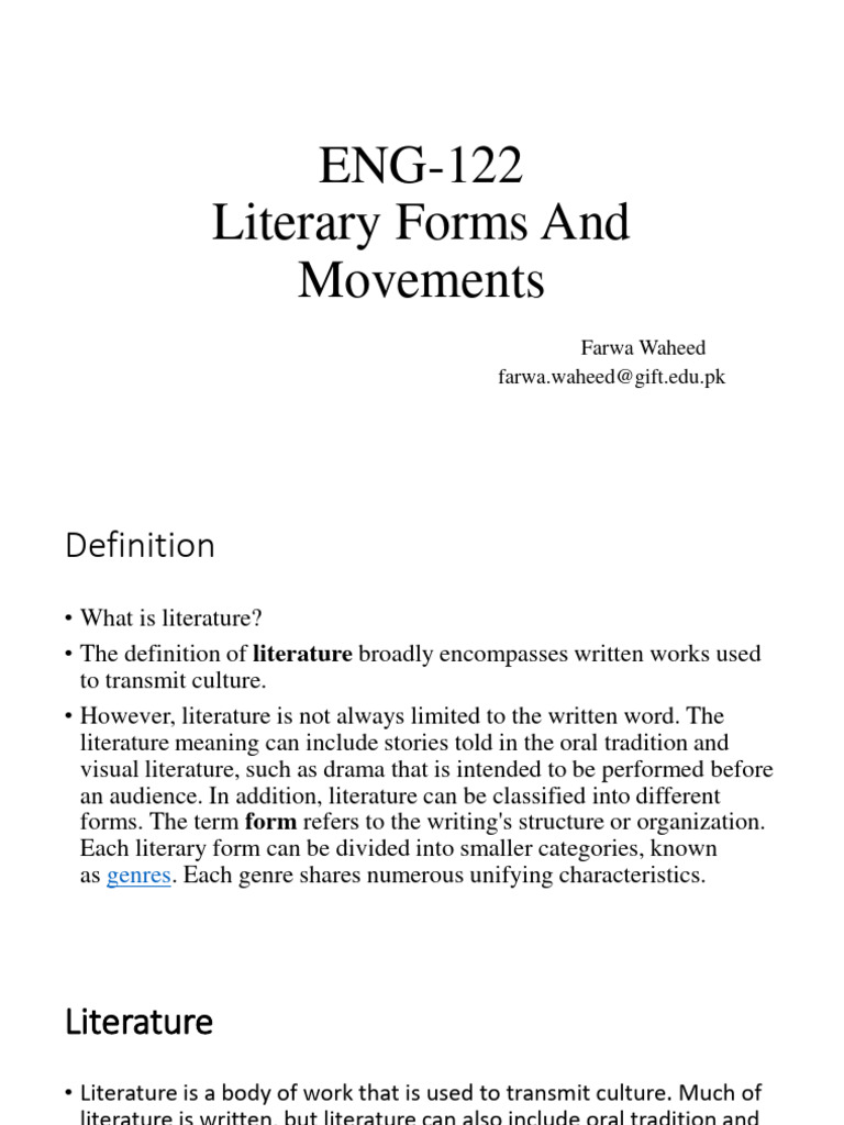 Intro Literary Forms and Movements | PDF