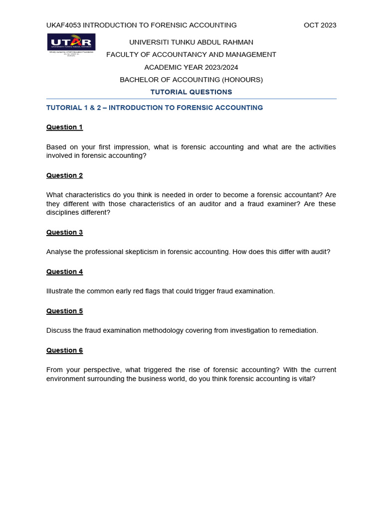 Forensic Accounting Overview and Questions | PDF