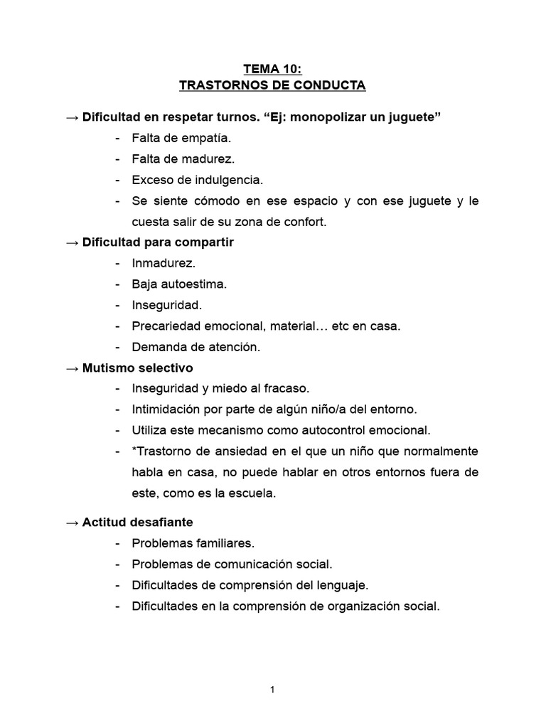 TEMA 10_ TRASTORNOS DE CONDUCTA | PDF | Comportamiento | Las emociones