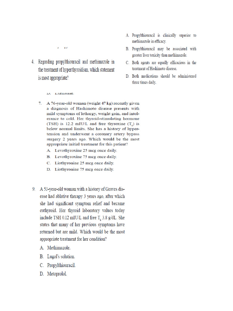 Thyroid Question | PDF
