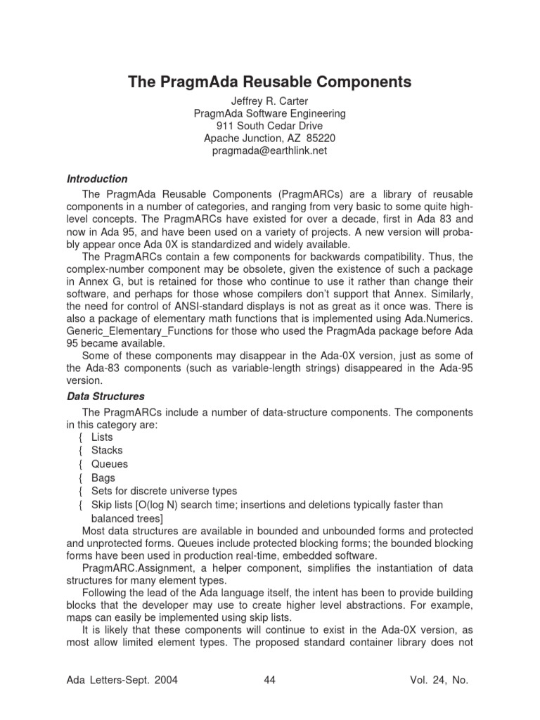 PragmAda Reusable Components | PDF
