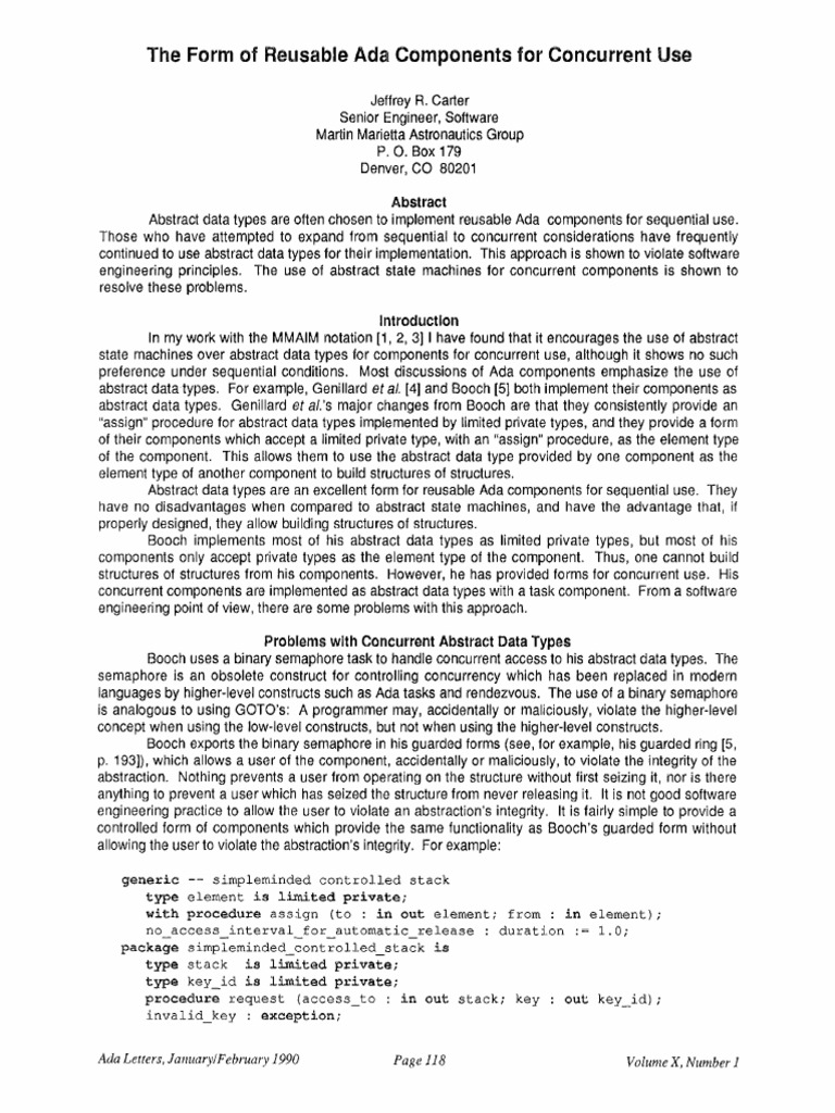 The Form of Reusable Ada Components For Concurrent Use | PDF ... The Form of Reusable Ada Components For Concurrent Use | PDF ...