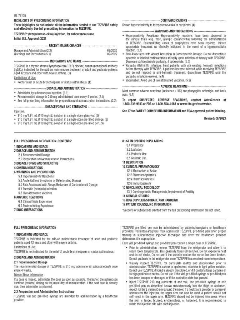 TEZE Digital Prescribing Information Placeholder | PDF