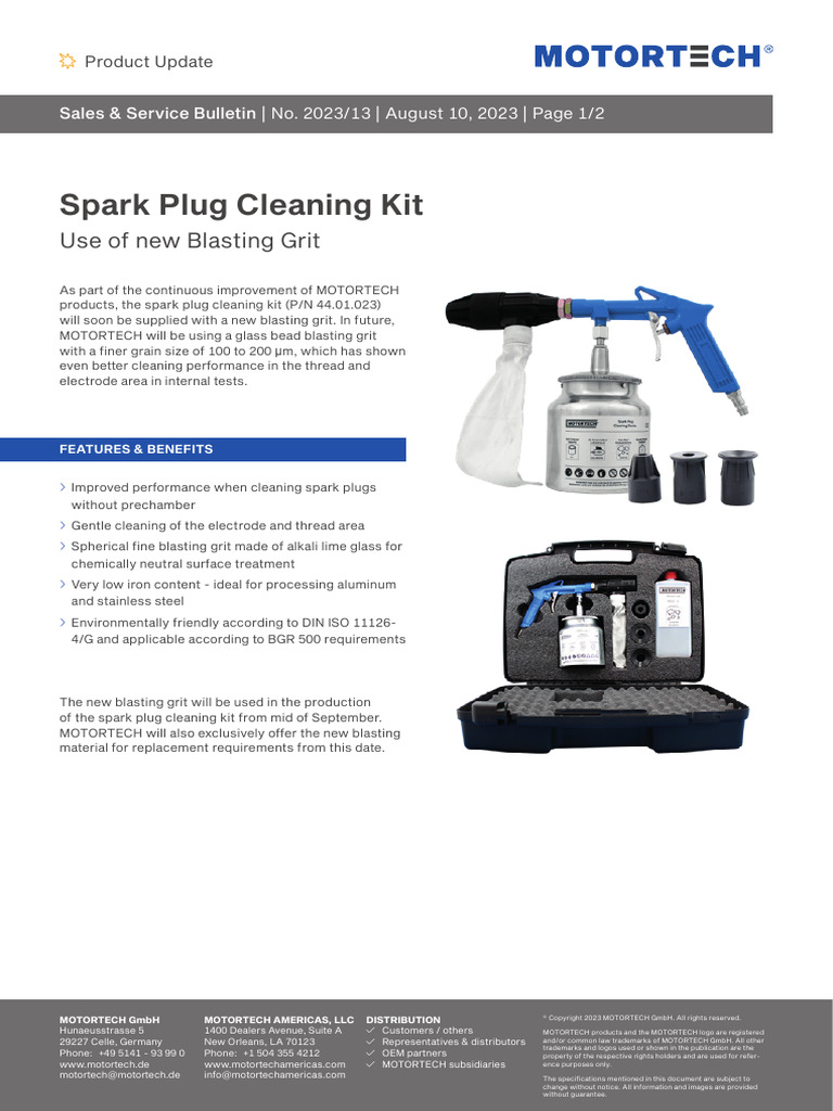 MOTORTECH Bulletin 2023 13 PrdU Spark Plug Cleaning Kit New Blasting ...