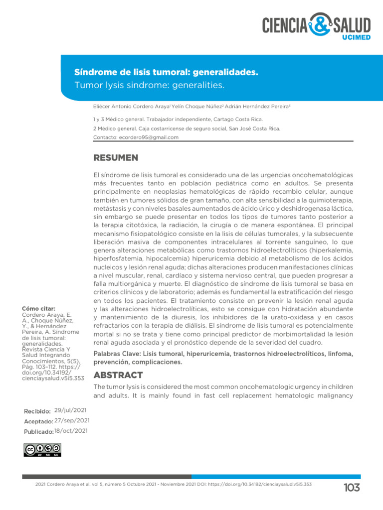 353 Lisis | Descargar gratis PDF | Cáncer | Especialidades Medicas