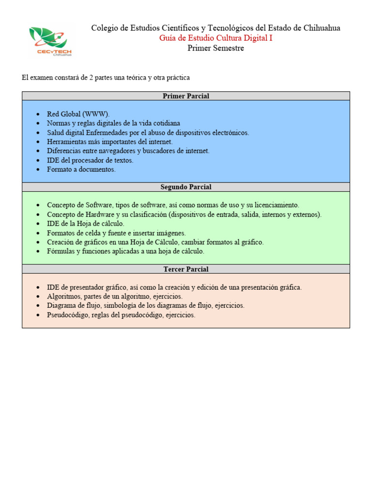 Guía De Estudio Cultura Digital I Pdf