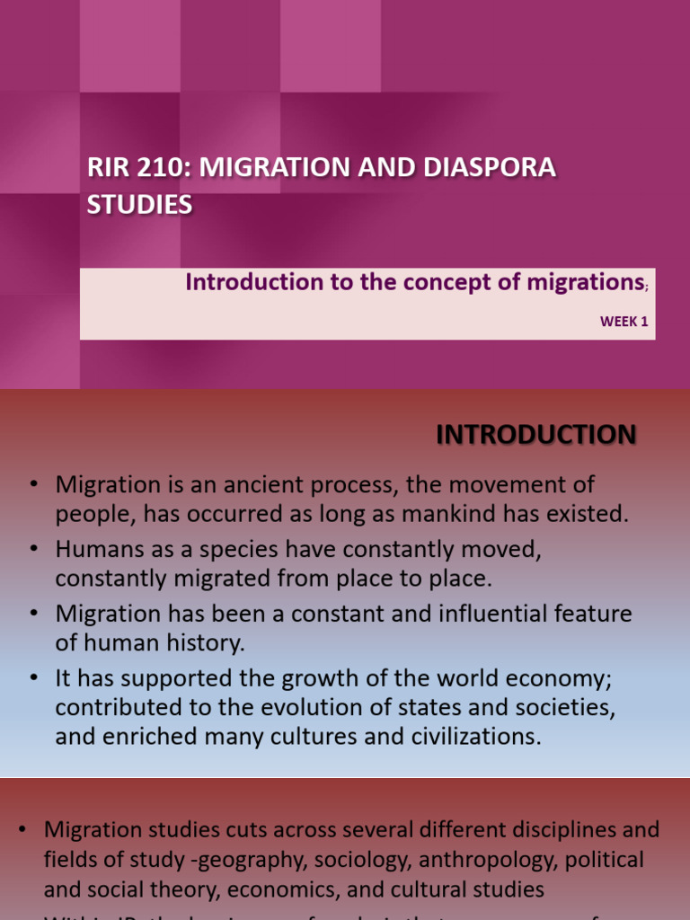 RIR 210 WEEK 1 Introduction | PDF | Human Migration | International ...