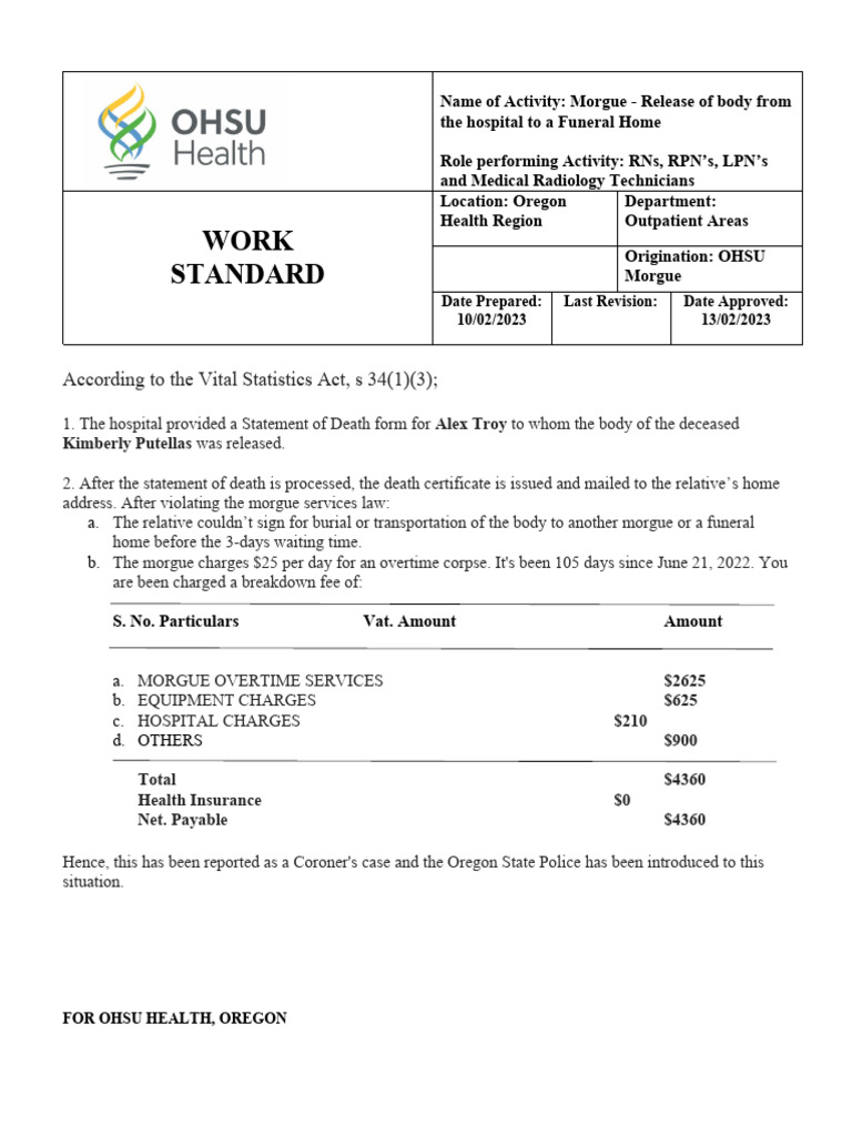 Morgue Document | PDF