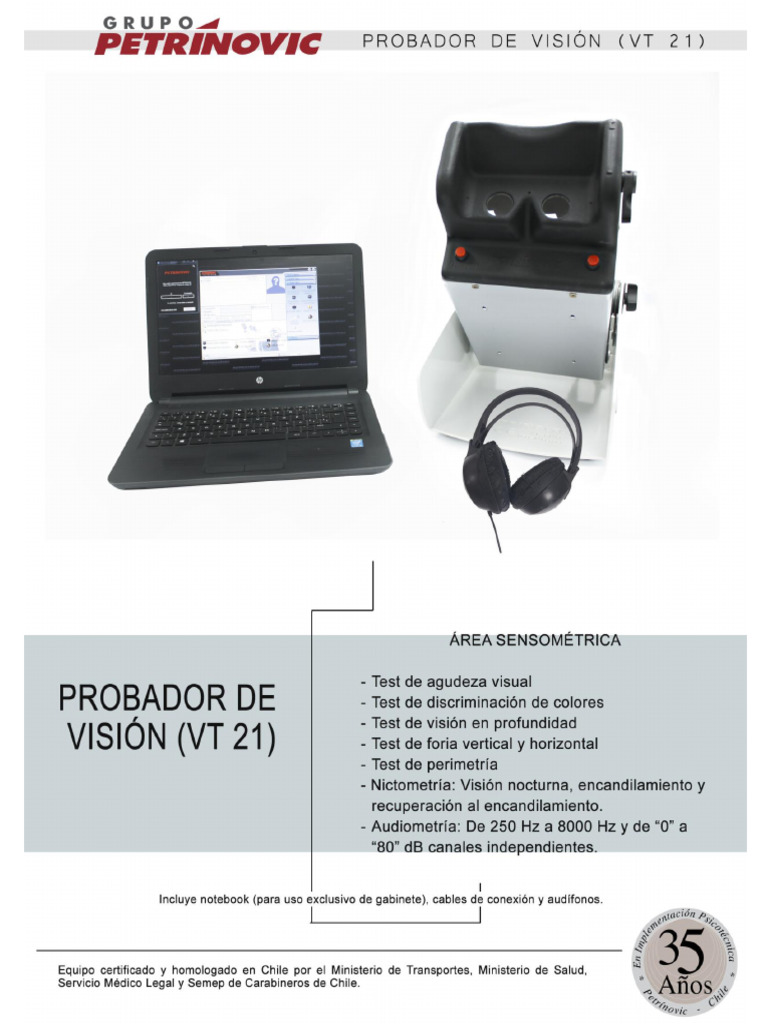 Petrinovic Vision Tester Ficha Tecnica VT21 I | PDF