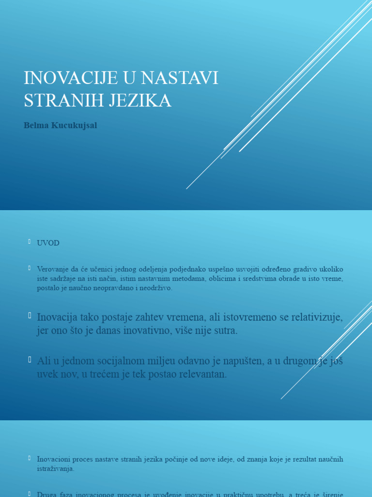 Inovacije U Nastavi Stranih Jezika Prezentacija | PDF