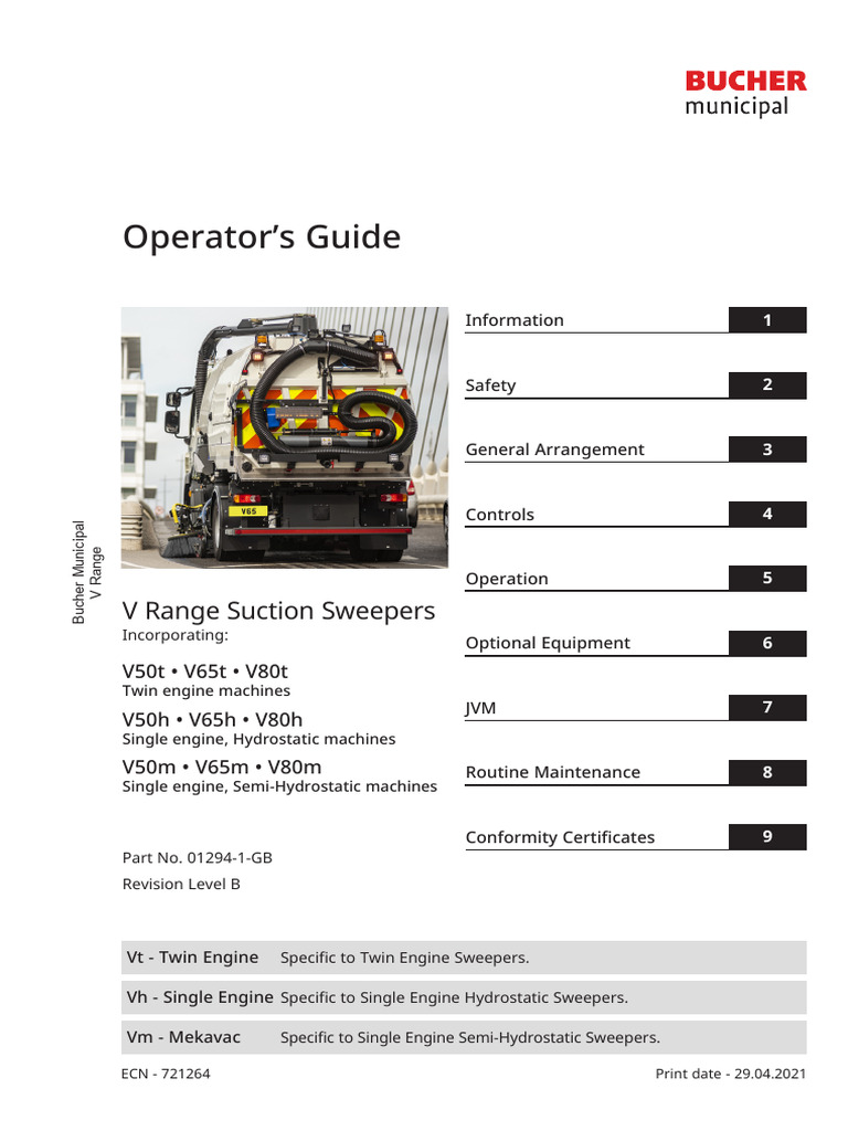V Range 50-65-80 Operators Guide 01294-1-GB Rev B | PDF