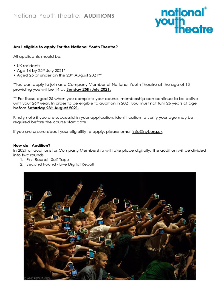 Audition Guide 2021 | PDF | You Tube