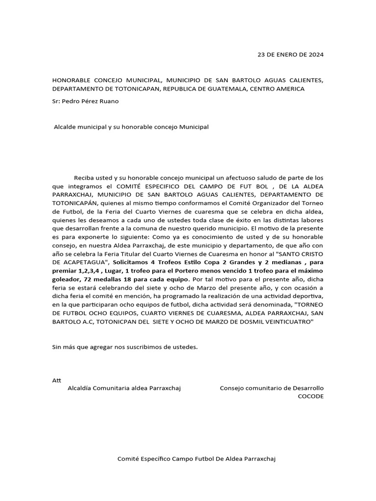 Solicitud de Trofeos | PDF