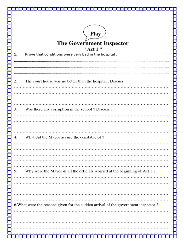 The Government Inspector Questions | PDF