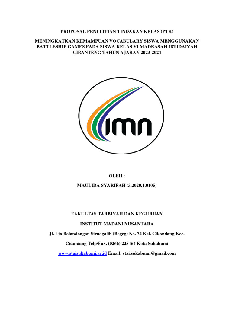 Proposal PTK Maulida Syarifah PGMI 7 | PDF