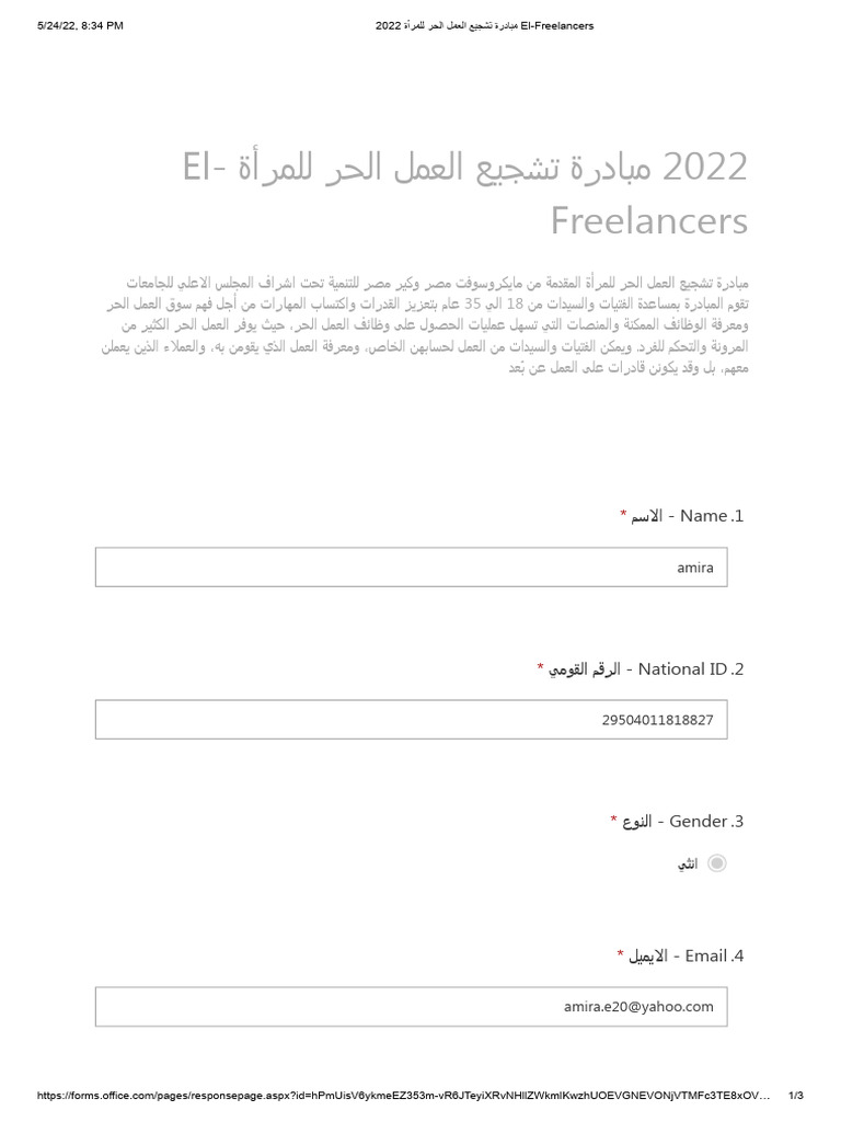 2022 مبادرة تشجيع العمل الحر للمرأة El-Freelancers | PDF