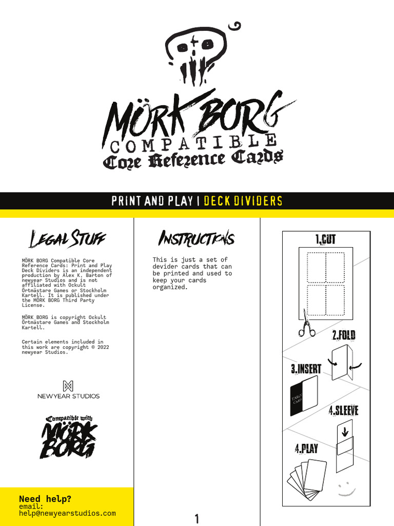 Deck Deviders - Print and Play - Printer Friendly | PDF