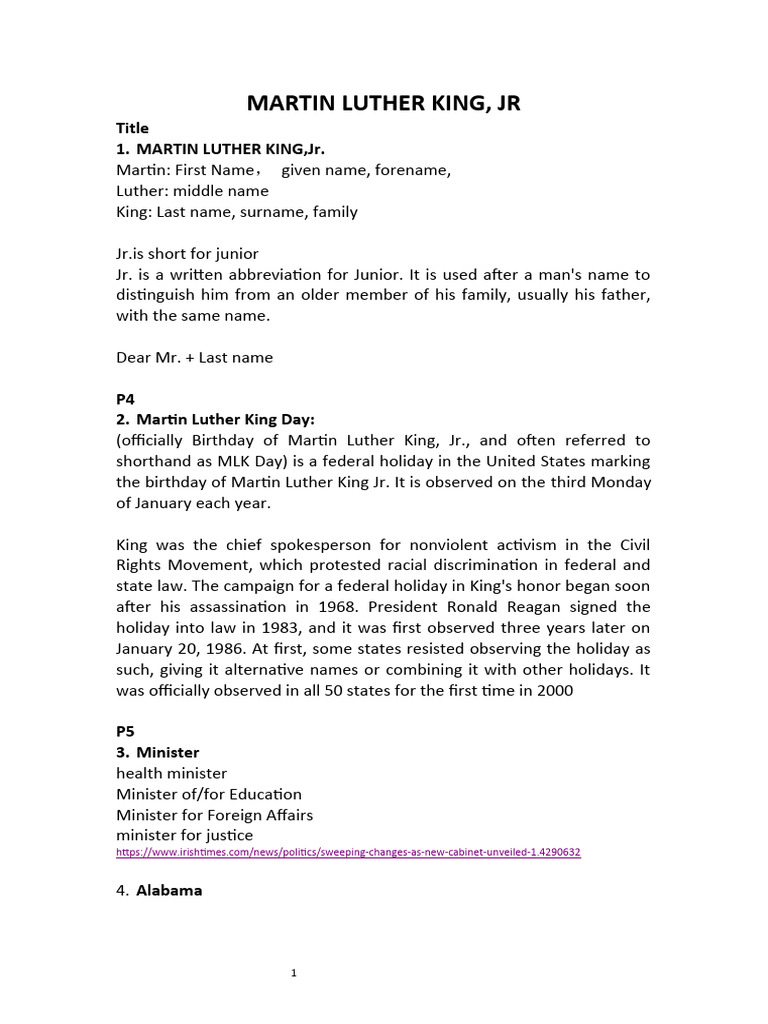 Martin Luther King, JR | PDF