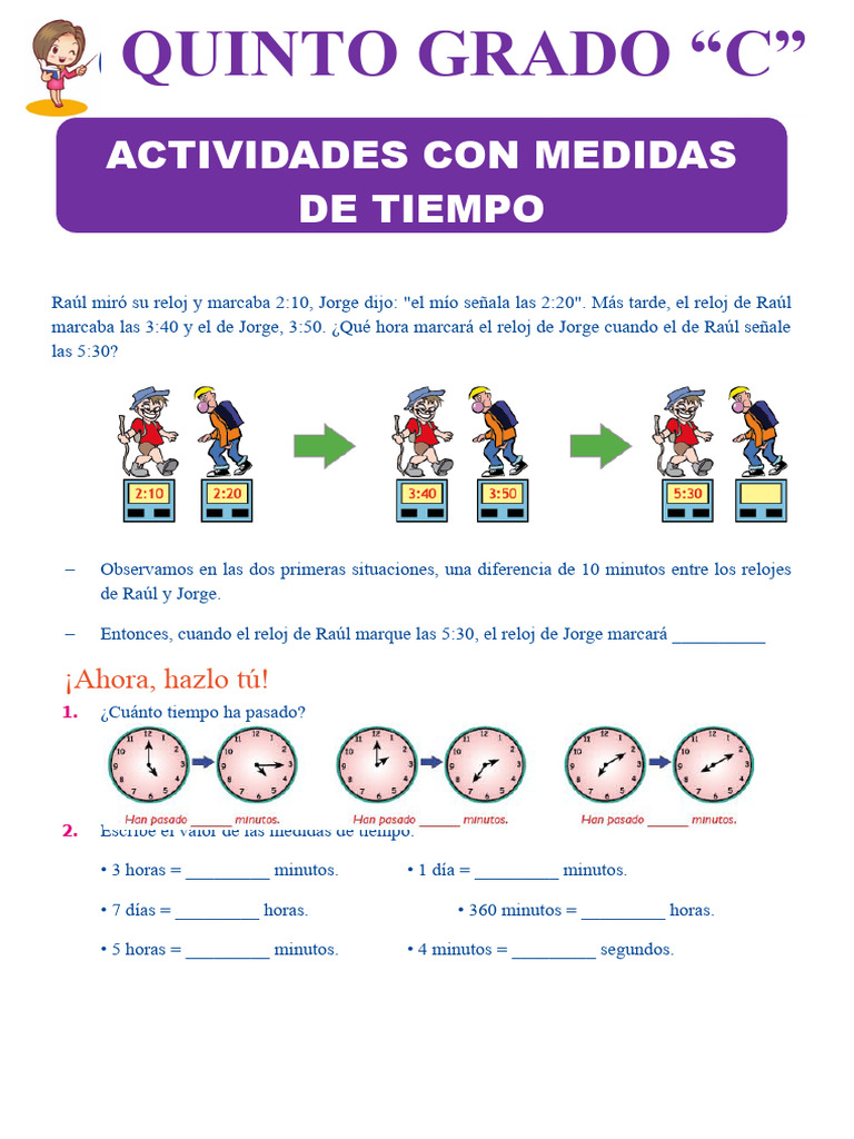 Actividades-con-Medidas-de-Tiempo-para-Cuarto-Grado-de-Primaria | PDF