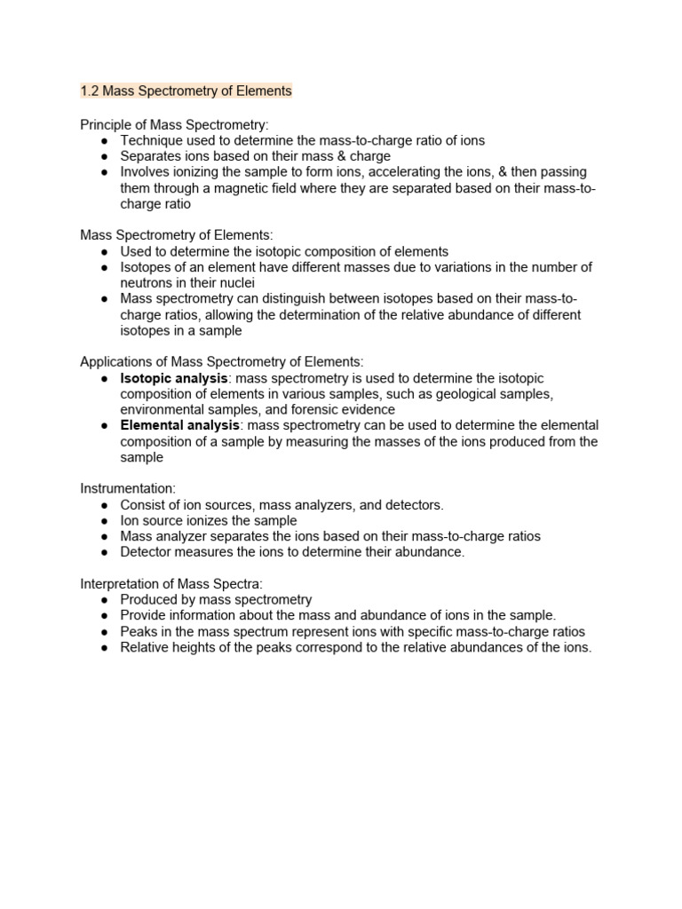 1.2 Mass Spectrometry of Elements | PDF