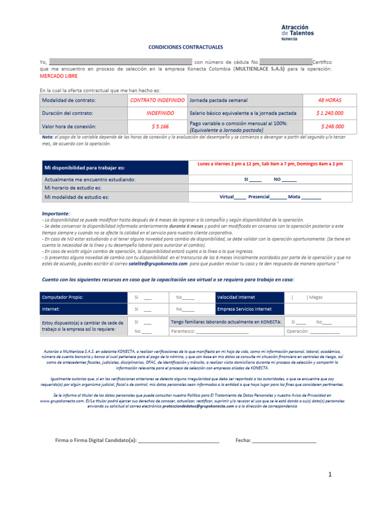 Formato Condiciones Contractuales 2022 Meli 2 - 12 | PDF | Internet | Business