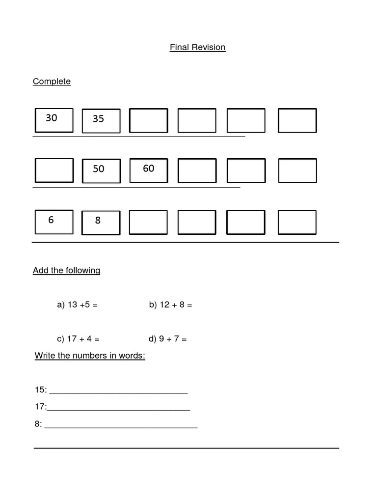 4780 - Mid Year Revision 1 Grade 1 | PDF | Mathematics | Elementary ...