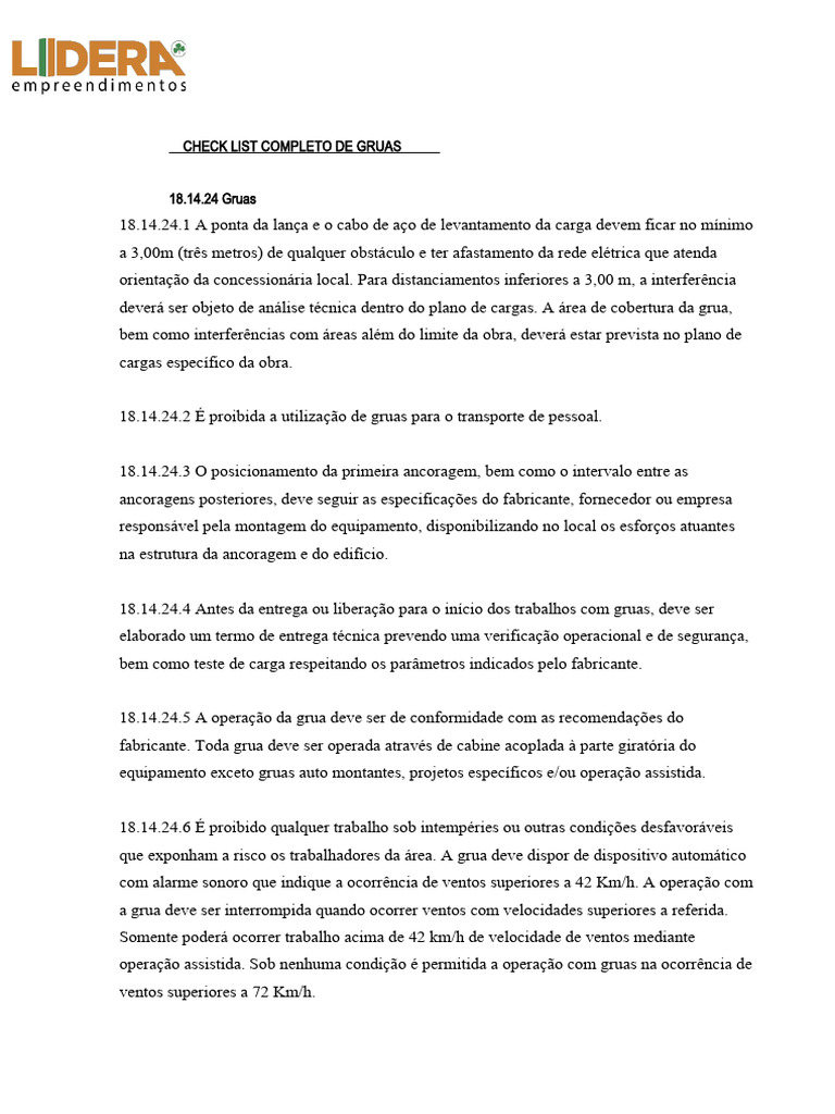 Check List Completo De Gruas Pdf Guindaste Máquina Engenharia