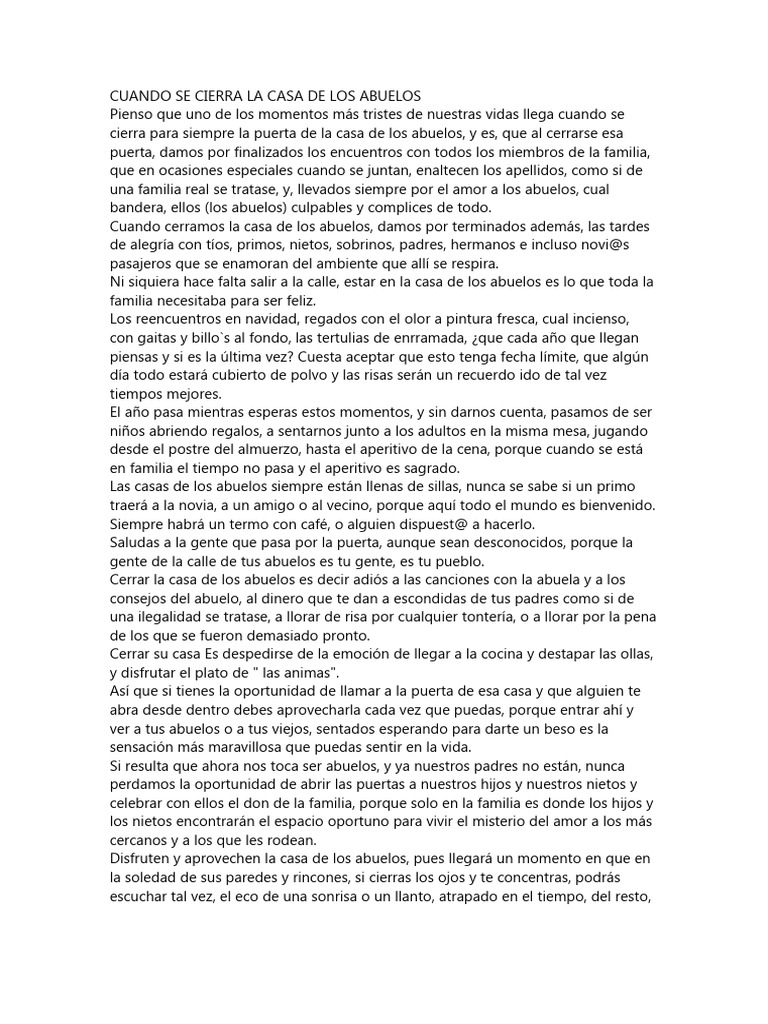 Cuando Se Cierra La Casa de Los Abuelos | PDF