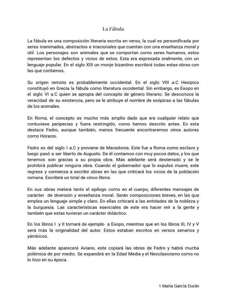 La Fábula. Latín | PDF | Fábula