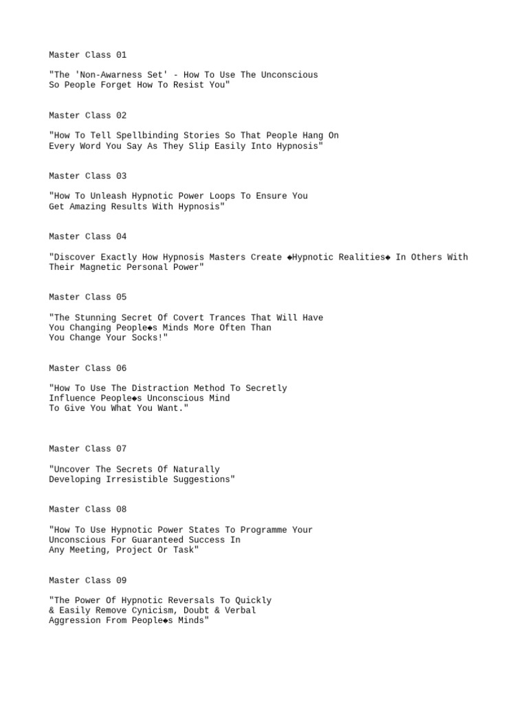 Master Classes | PDF