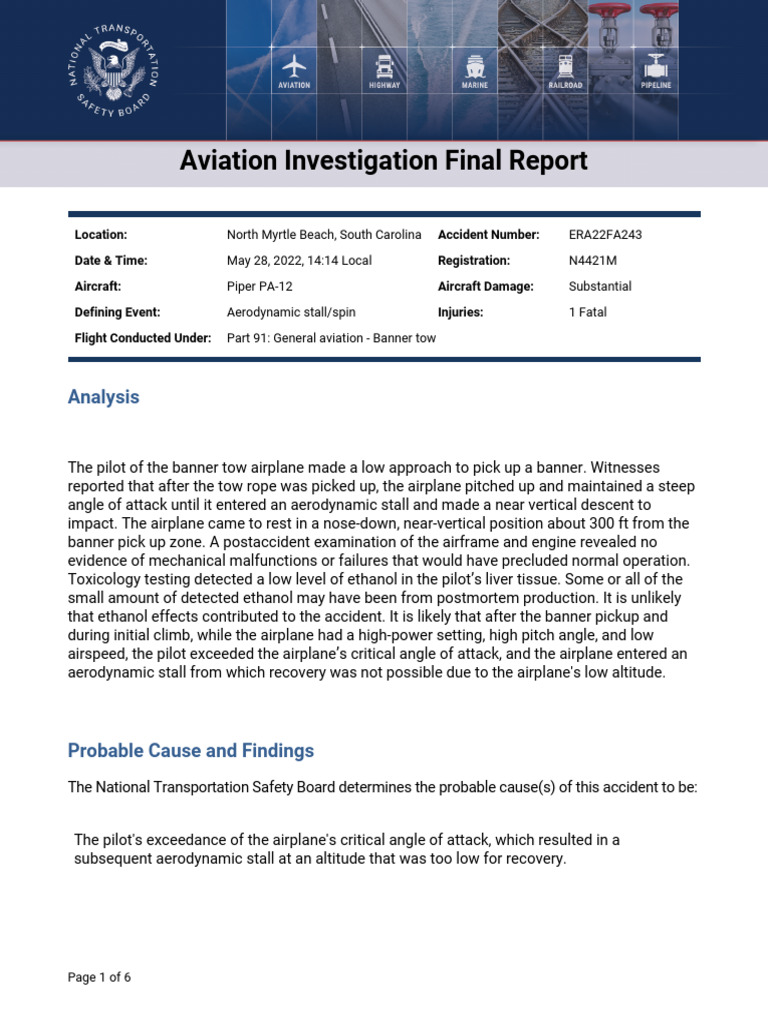 Aviation Investigation Final Report | PDF