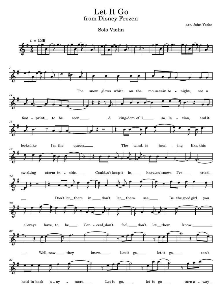 Let It Go - Violin Sheet Music | PDF