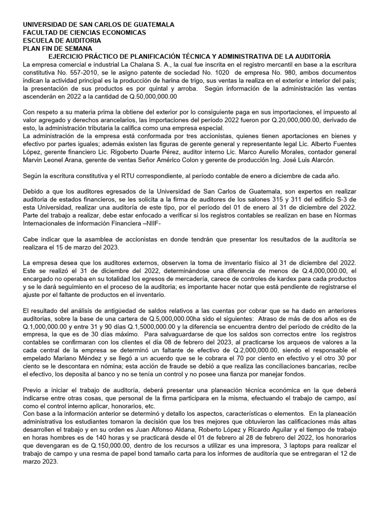 Ejercicio Audi 2 | PDF | Auditoría | Economias