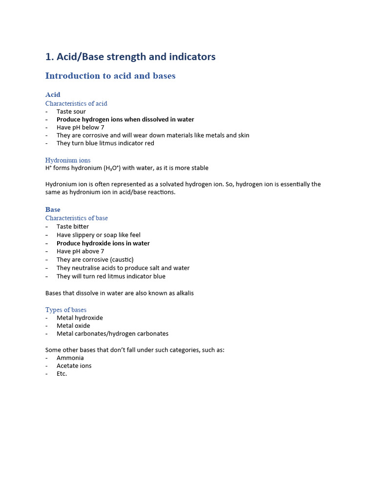 Module 6 Acid Base Reactions Pdf Acid Ph