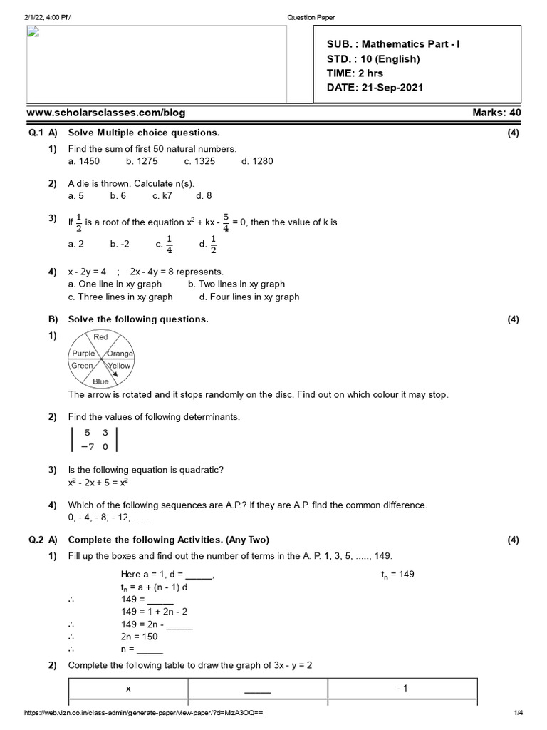 Grade 10 Maths Question Paper 2021 | PDF | Mathematics