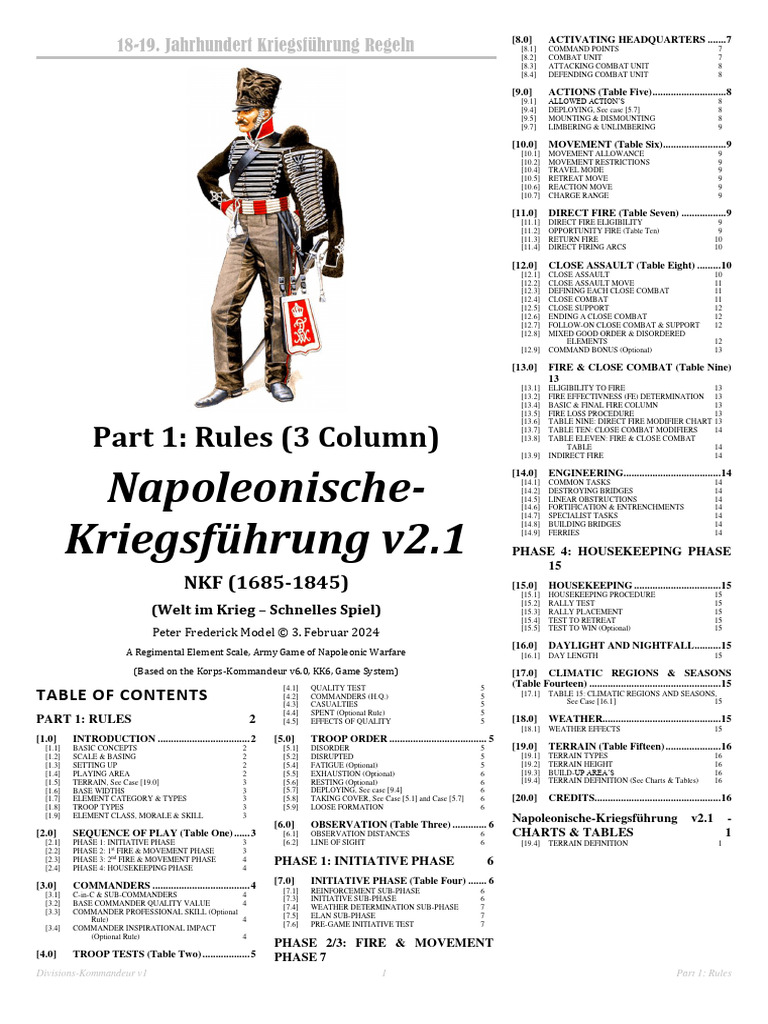 Napoleonische-Kriegsführung v2 p1 RULES (3 Col) 2023.10.08 | PDF | Division (Military) | Infantry