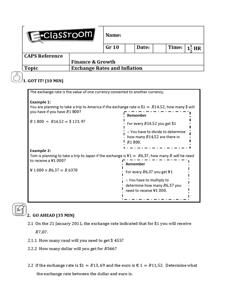 gr10t3 Financial Mathematics Exchange Rates Inflation | PDF | Exchange ...