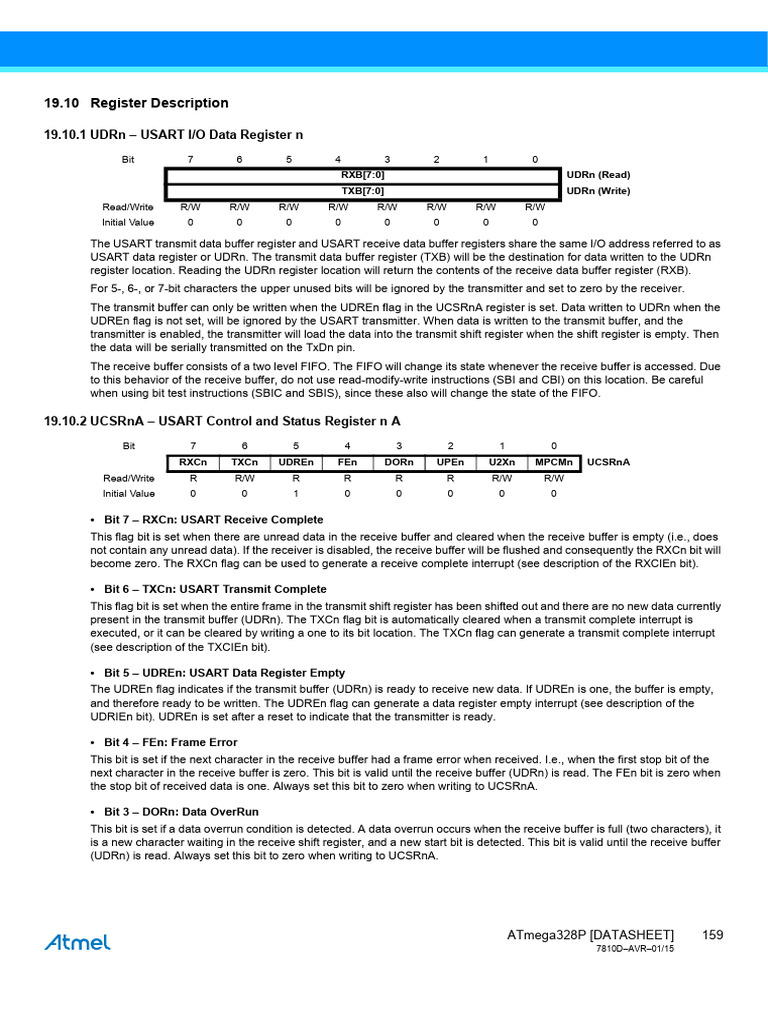 ATmega328P - USART Registers | PDF | Input/Output | Bit Rate