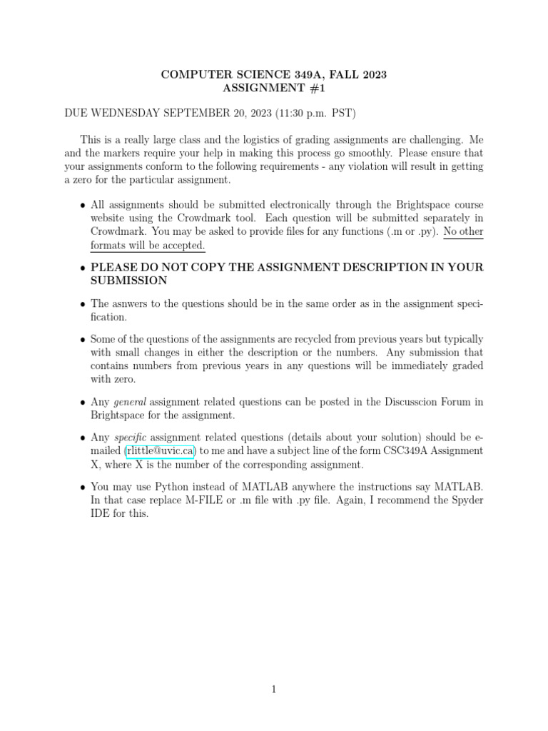 Csc349a f2023 Asn1 | PDF