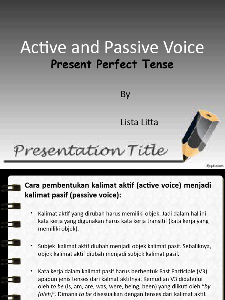Present Perfect Active and Passive Voice | PDF | Art