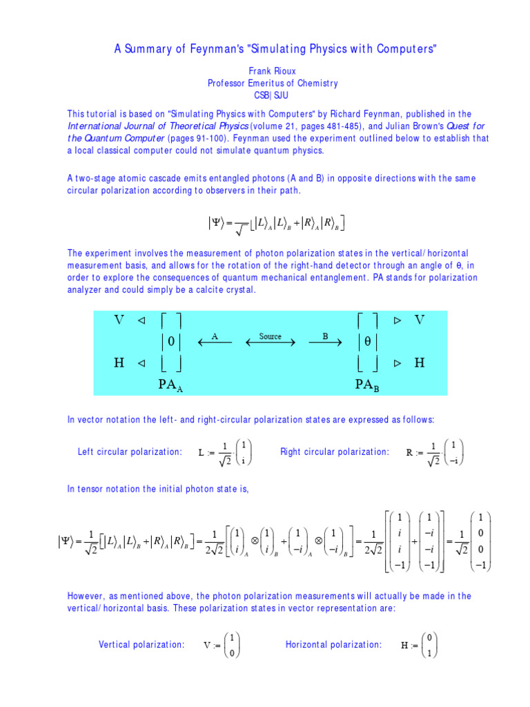 Feynman Computer | PDF | Quantum Mechanics | Photon